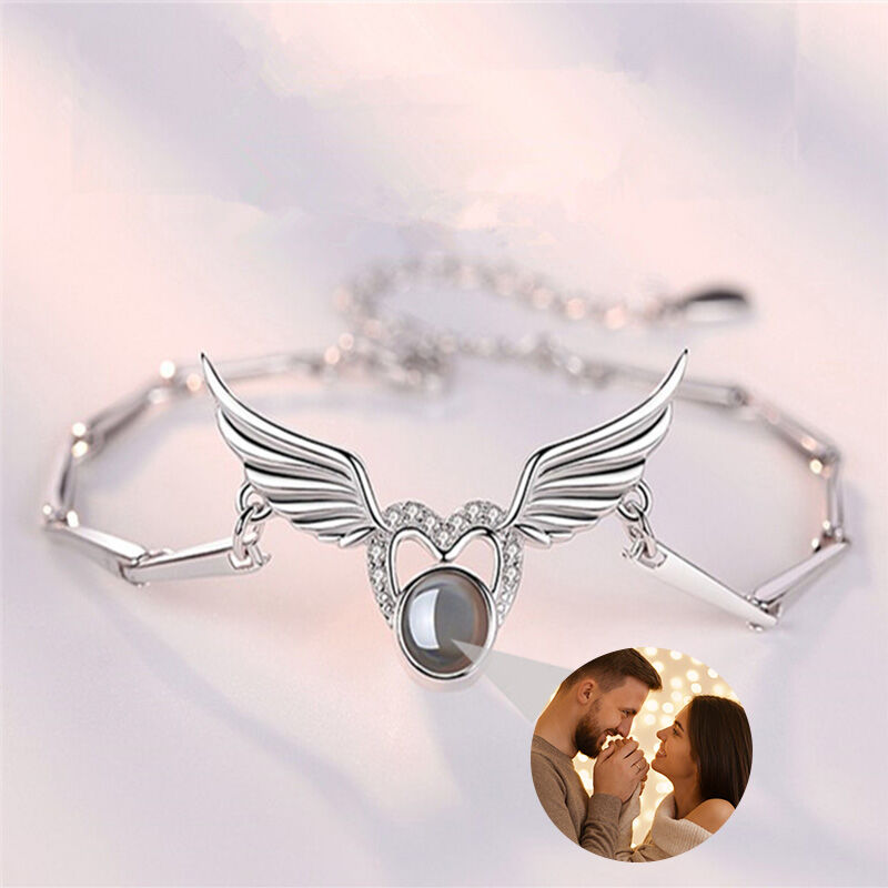 Personalized Angel Wings Photo Projection Bracelet with Diamonds ...