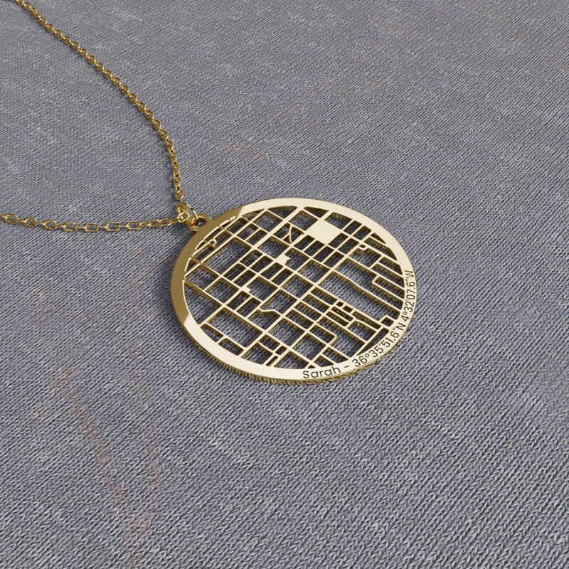 Personalized Map Necklace Custom Engraving Coordinates Jewelry ...